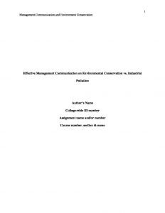 Effective Management on Environment Conservation vs. Industrial ...